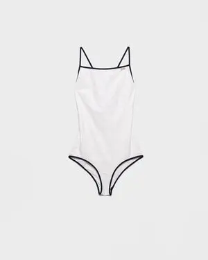 Prada One-piece Jersey Swimsuit - White/blue