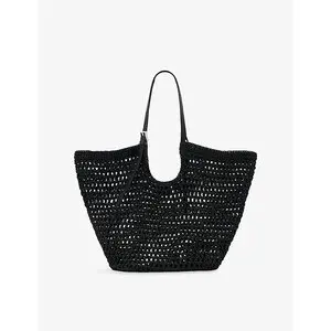 ALLSAINTS Ara Knotted Raffia Tote Bag - Black
