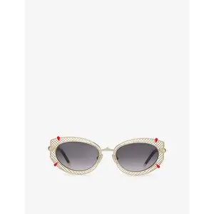 CHRISTIAN LOUBOUTIN Dolly Oval Frame Sunglasses - Gold/gradient Smoke