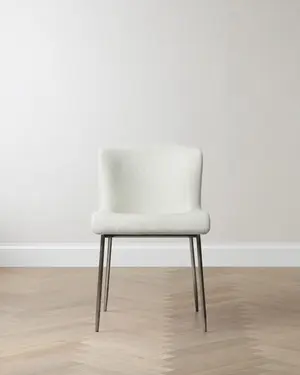 Quince Performance Chenille Dining Chair With Powder Coated Iron Frame - Snow