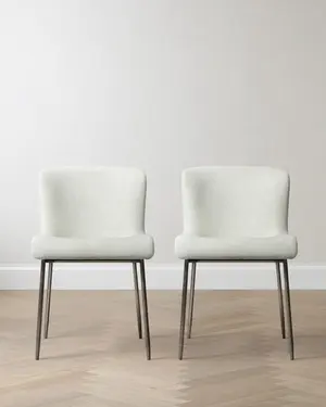 Quince Performance Chenille Dining Chair With Powder Coated Iron Frame - Snow