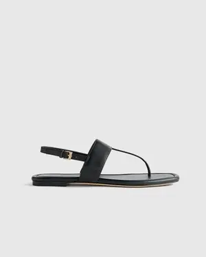 Quince Italian Leather T-strap Sandal - Black