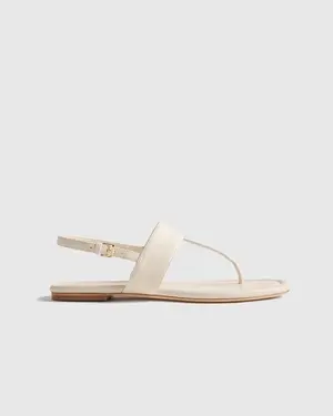 Quince Italian Leather T-strap Sandal - Bone