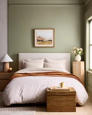 Quince Organic Crisp Percale Gingham Duvet Cover Set - Cafe