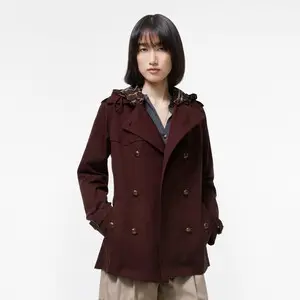Burberry Short Tropical Gabardine Foxfield Trench Coat - Vineyard Red
