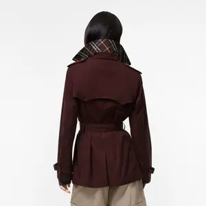 Burberry Short Tropical Gabardine Foxfield Trench Coat - Vineyard Red