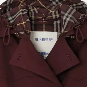 Burberry Short Tropical Gabardine Foxfield Trench Coat - Vineyard Red