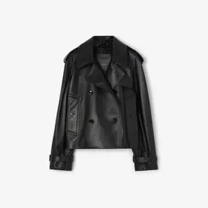 Burberry Cropped Leather Mayfair Trench Jacket