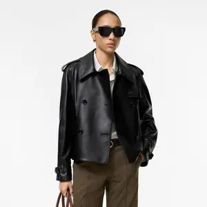 Burberry Cropped Leather Mayfair Trench Jacket
