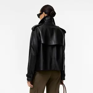 Burberry Cropped Leather Mayfair Trench Jacket