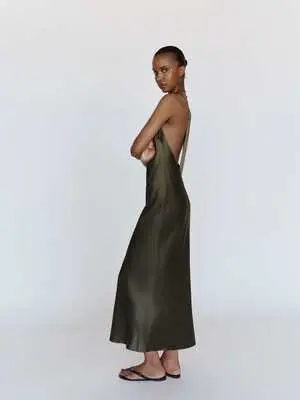REFORMATION Noe Silk Dress - Green