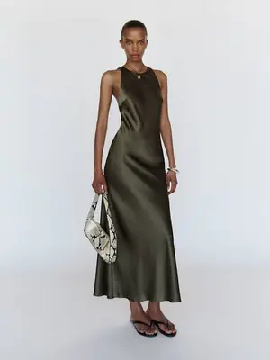 REFORMATION Noe Silk Dress - Green