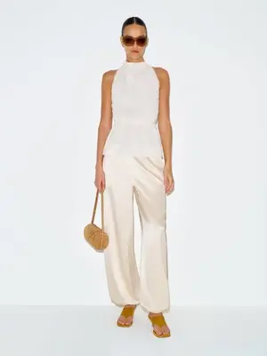 REFORMATION Aven Satin Pant - Ivory