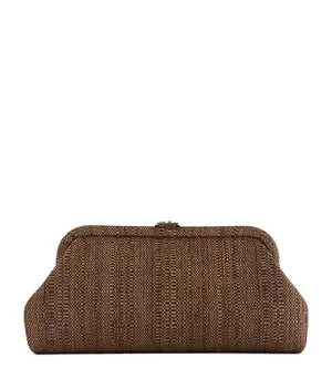 JIMMY CHOO Jimmy Choo Skylar Woven Clutch Bag Beige