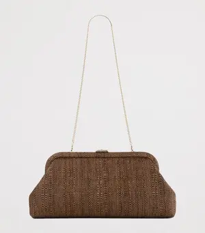 JIMMY CHOO Skylar Woven Raffia Clutch Bag - Beige