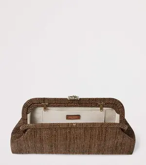 JIMMY CHOO Skylar Woven Raffia Clutch Bag - Beige
