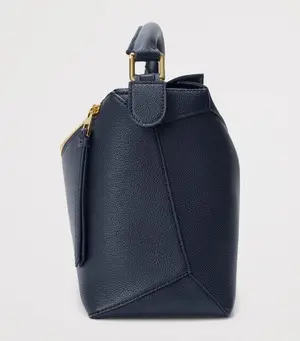 Loewe Medium Leather Puzzle Edge Top-handle Bag - Navy