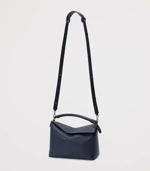 Loewe Medium Leather Puzzle Edge Top-handle Bag - Navy