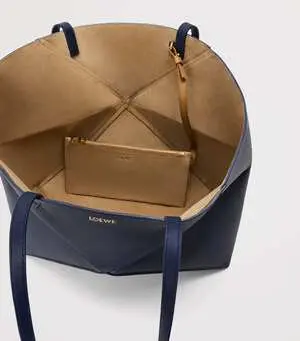 Loewe Medium Leather Puzzle Fold Tote Bag - Navy