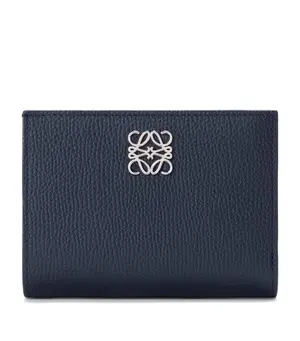Loewe Leather Anagram Compact Wallet - Navy