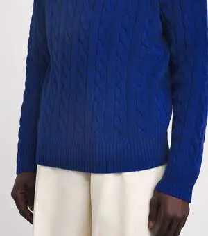 Polo Ralph Lauren Cotton Cable Knit Crewneck Sweater - Purple