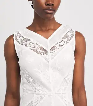 SELF-PORTRAIT Ramie Embroidered Midi Dress