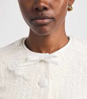 SELF-PORTRAIT Bouclé Lace-collar Jacket - Ivory
