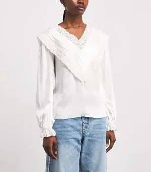 SELF-PORTRAIT Satin Lace Blouse