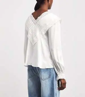 SELF-PORTRAIT Satin Lace Blouse