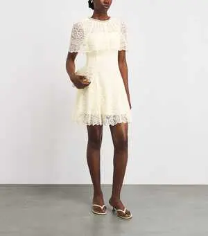 SELF-PORTRAIT Lace Cape Mini Dress
