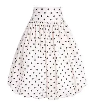 SELF-PORTRAIT Polka Dot Taffeta Midi Skirt - Ivory