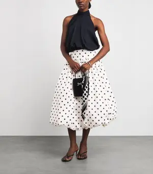 SELF-PORTRAIT Polka Dot Taffeta Midi Skirt