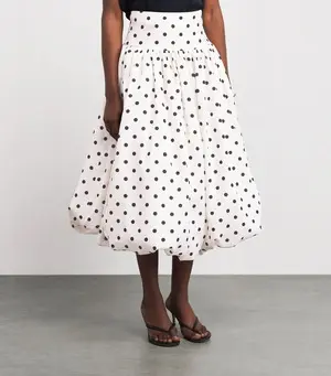 SELF-PORTRAIT Polka Dot Taffeta Midi Skirt