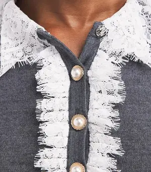 SELF-PORTRAIT Wool Lace-collar Cardigan