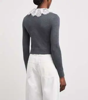 SELF-PORTRAIT Wool Lace-collar Cardigan