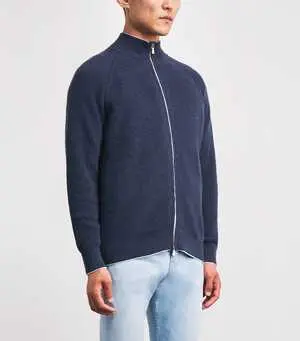 Eleventy Wool Zip-up Cardigan - Navy