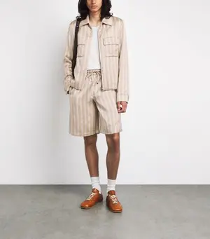 Amiri Striped Logo Embroidered Relaxed Fit Shorts