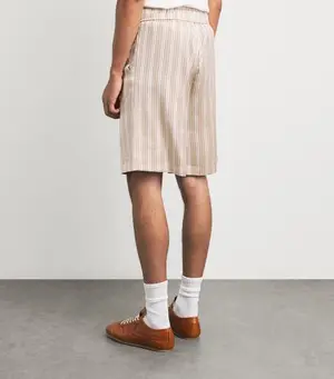 Amiri Striped Logo Embroidered Relaxed Fit Shorts