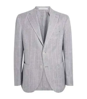 Eleventy Linen-cashmere-silk Blazer With Notched Lapel