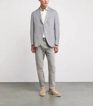 Eleventy Linen-cashmere-silk Blazer With Notched Lapel