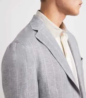 Eleventy Linen-cashmere-silk Blazer With Notched Lapel