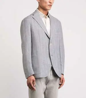 Eleventy Linen-cashmere-silk Blazer With Notched Lapel