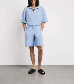 Amiri Ma Quad Monogram Jacquard Towelling Shorts - Blue