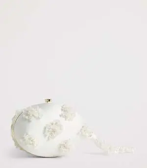 SELF-PORTRAIT Beaded Floral Clutch Bag - Ivory
