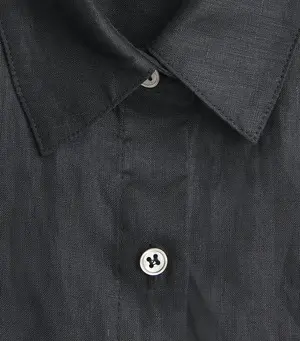 Theory Cropped Linen Shirt With Elasticated Waistband - Black