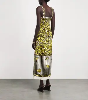 ALEMAIS Mona Midi Dress In Banana Floral Print