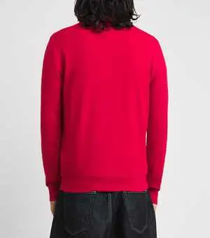 Comme Des Garçons Wool Rhinestone Heart Logo Cardigan - Red