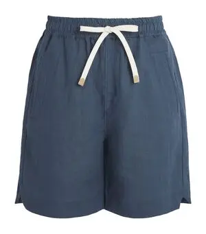 Eleventy Linen Drawstring Bermuda Shorts - Navy