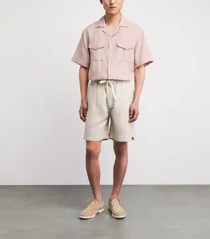 Eleventy Linen Bowling Shirt - Pink
