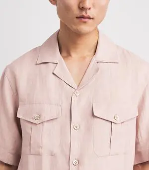 Eleventy Linen Bowling Shirt - Pink